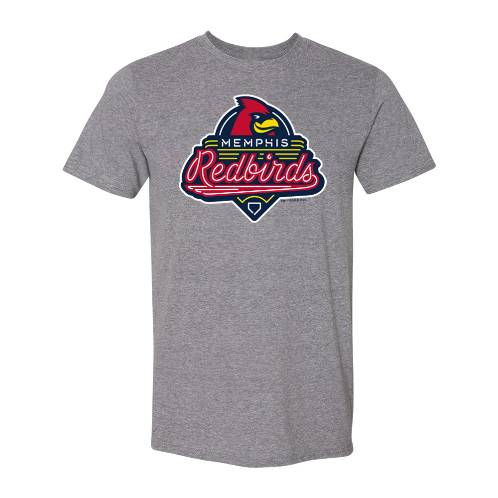 Memphis Redbirds Gray Primary Logo Tee – Memphis Redbirds Official Store